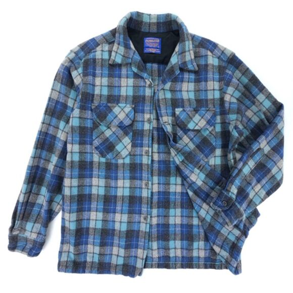 Pendleton | Jackets & Coats | Pendleton Wool Board Shirt Flannel Shirt Jacket Shacket Blue Plaid ...